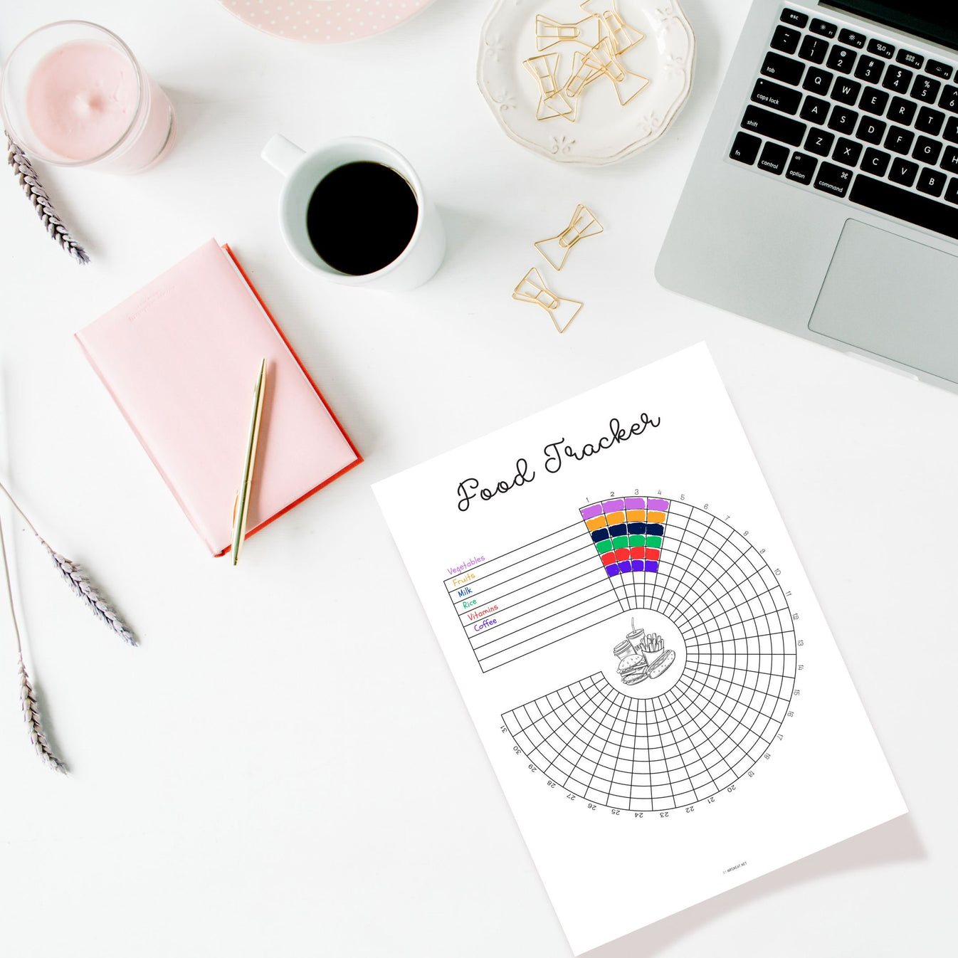 Food Tracker Printable - M544 – mrsneat