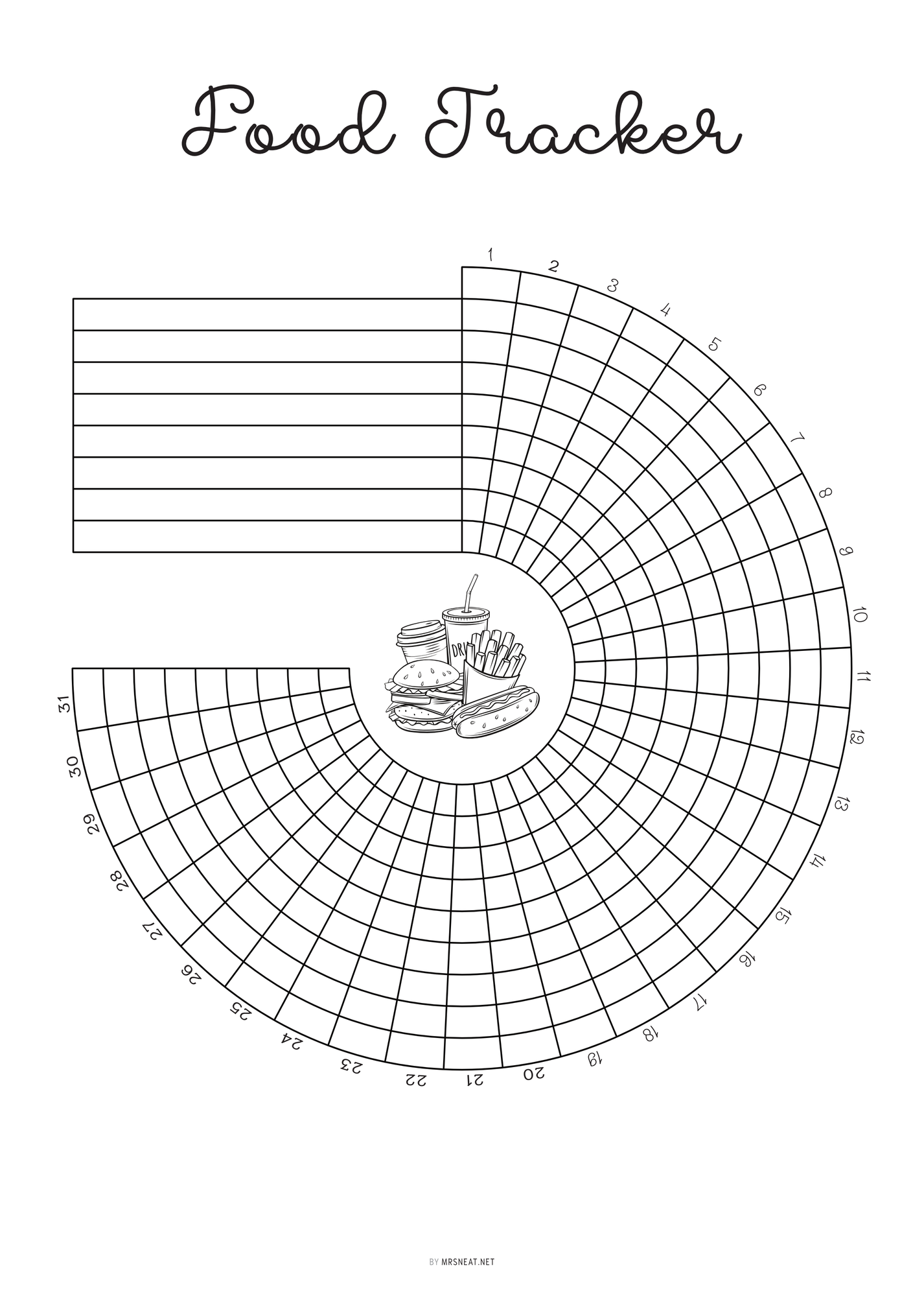 Food Tracker Printable - M544 – mrsneat