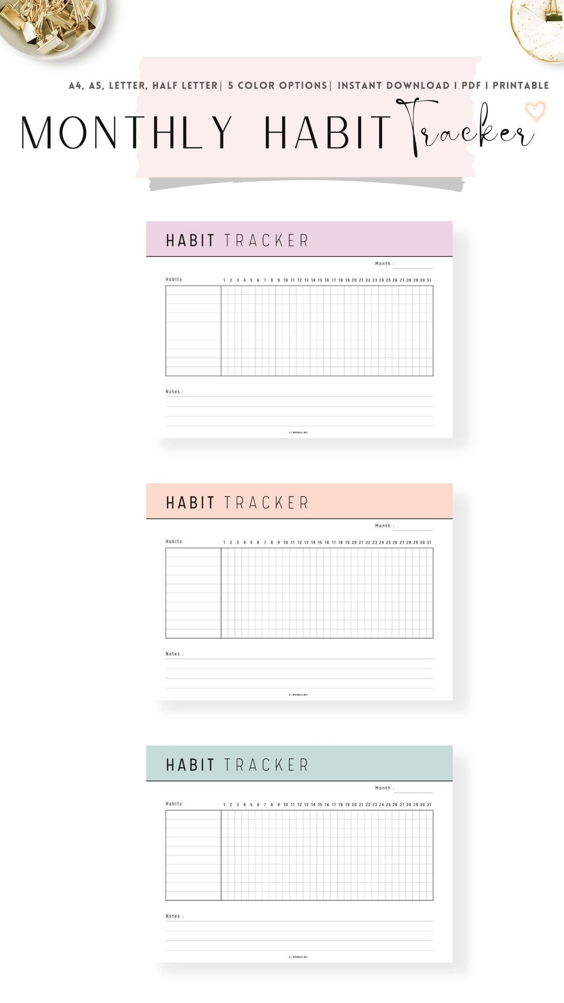 Monthly Habit Tracker Template Printable – mrsneat