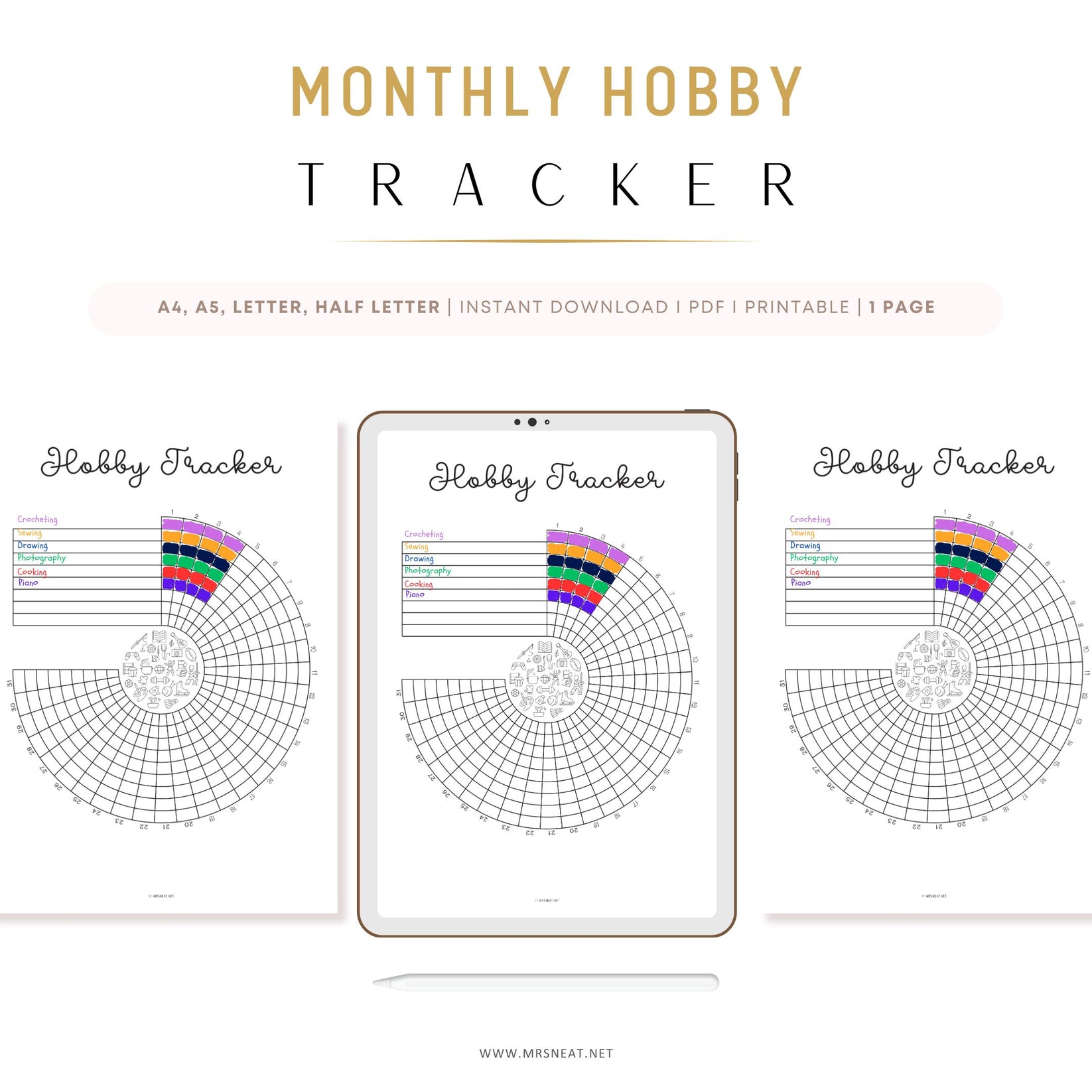 Daily Hobby Tracker Printable Page - M548 – mrsneat