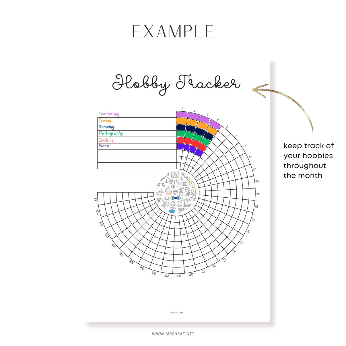 FREE Daily Hobby Tracker Printable Page - M548 – mrsneat