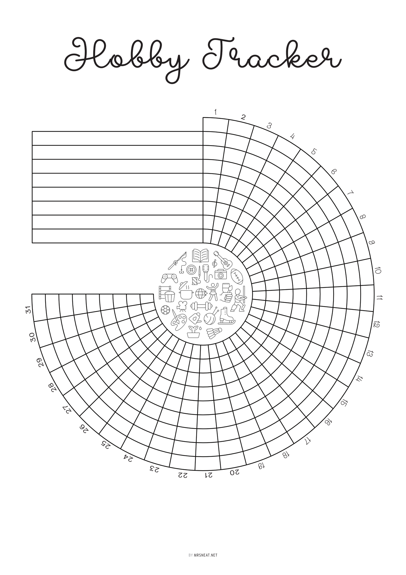 Daily Hobby Tracker Printable Page - M548 – mrsneat