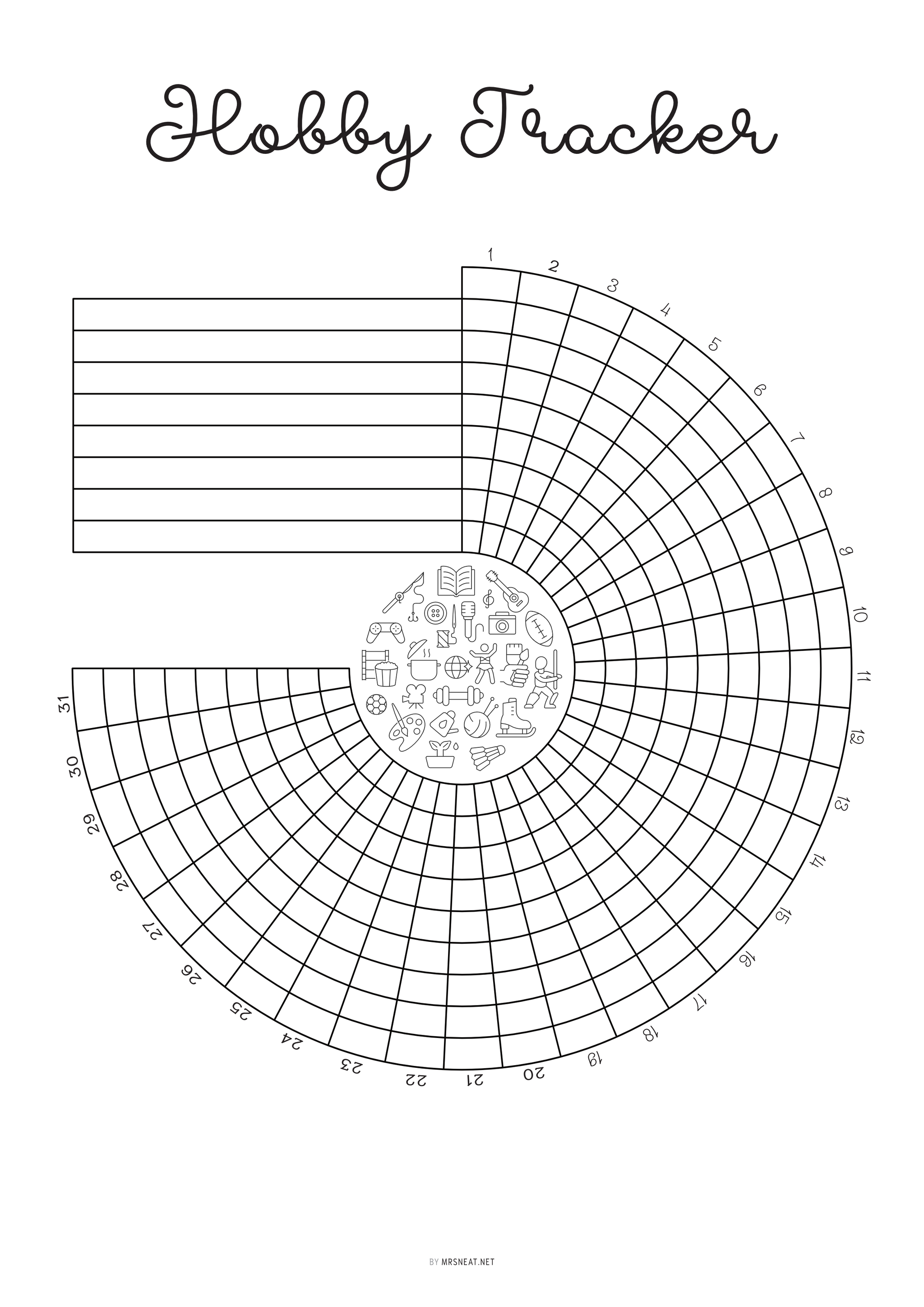 Daily Hobby Tracker Printable Page - M548 – mrsneat