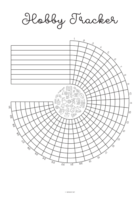 Daily Hobby Tracker Printable Page - M548 – mrsneat
