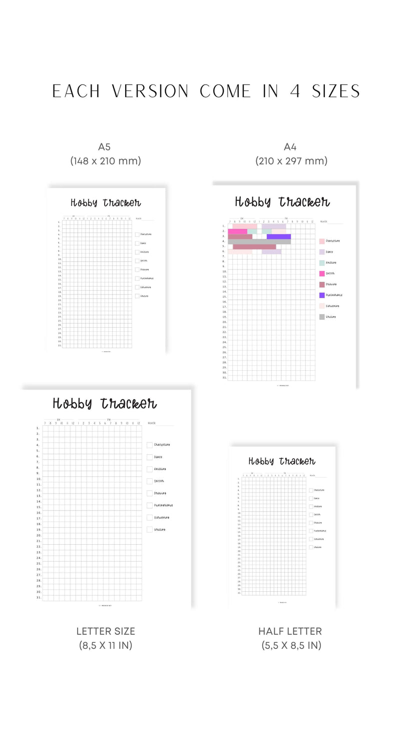 Monthly Hobby Tracker Template – mrsneat