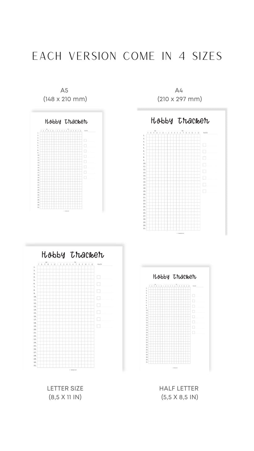 Monthly Hobby Tracker Template – mrsneat