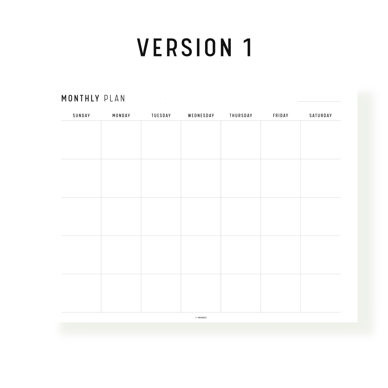Landscape Monthly Planner Template - M211 – mrsneat