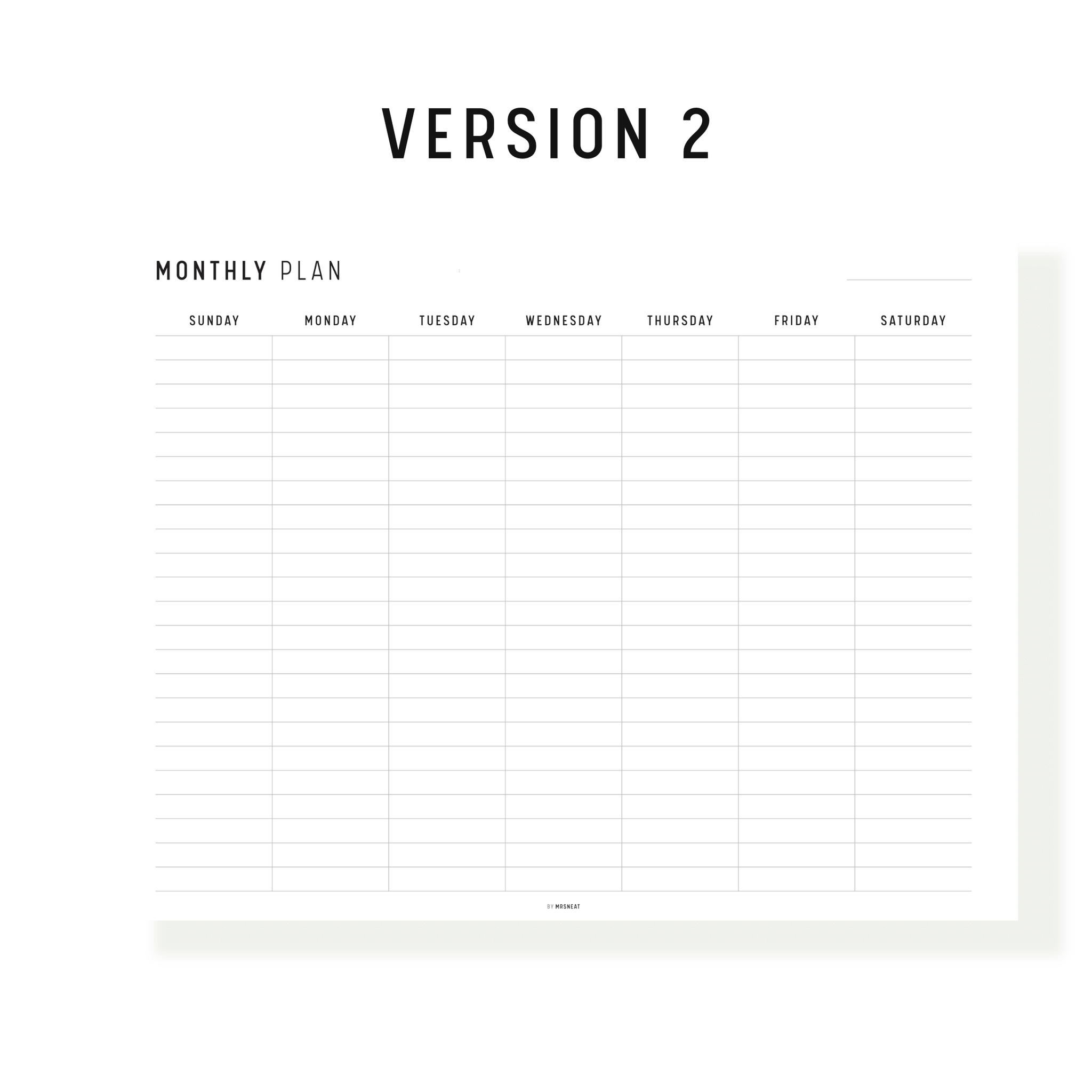Landscape Monthly Planner Template - M211 – mrsneat