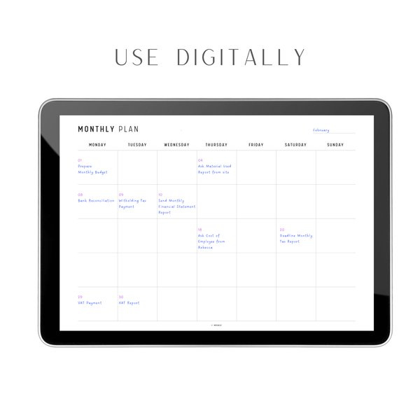 Landscape Monthly Planner Template – mrsneat