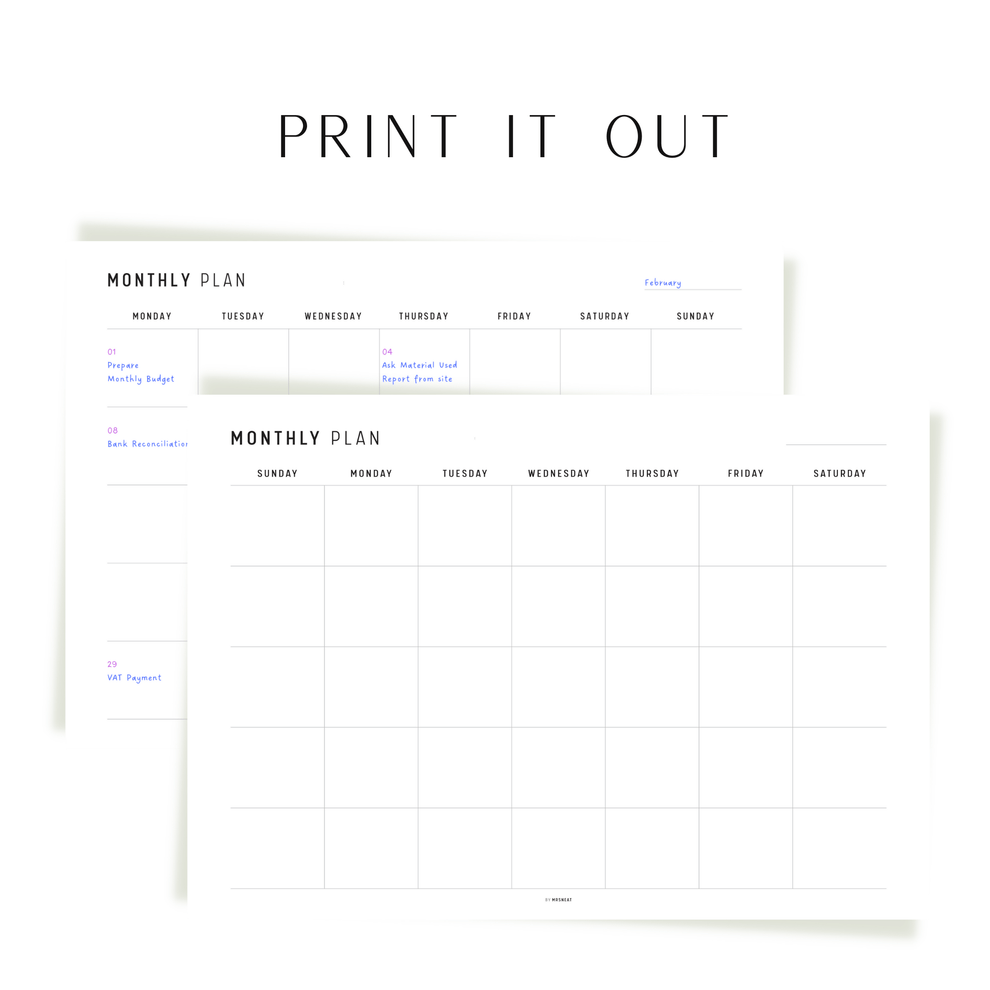 Landscape Monthly Planner Template - M211 – mrsneat
