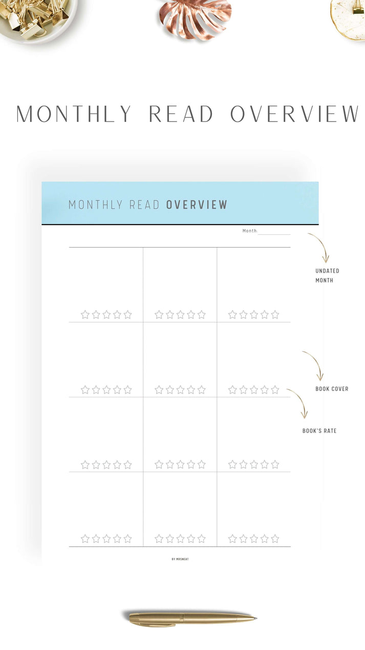 Monthly Reading Overview Template Printable PDF – mrsneat