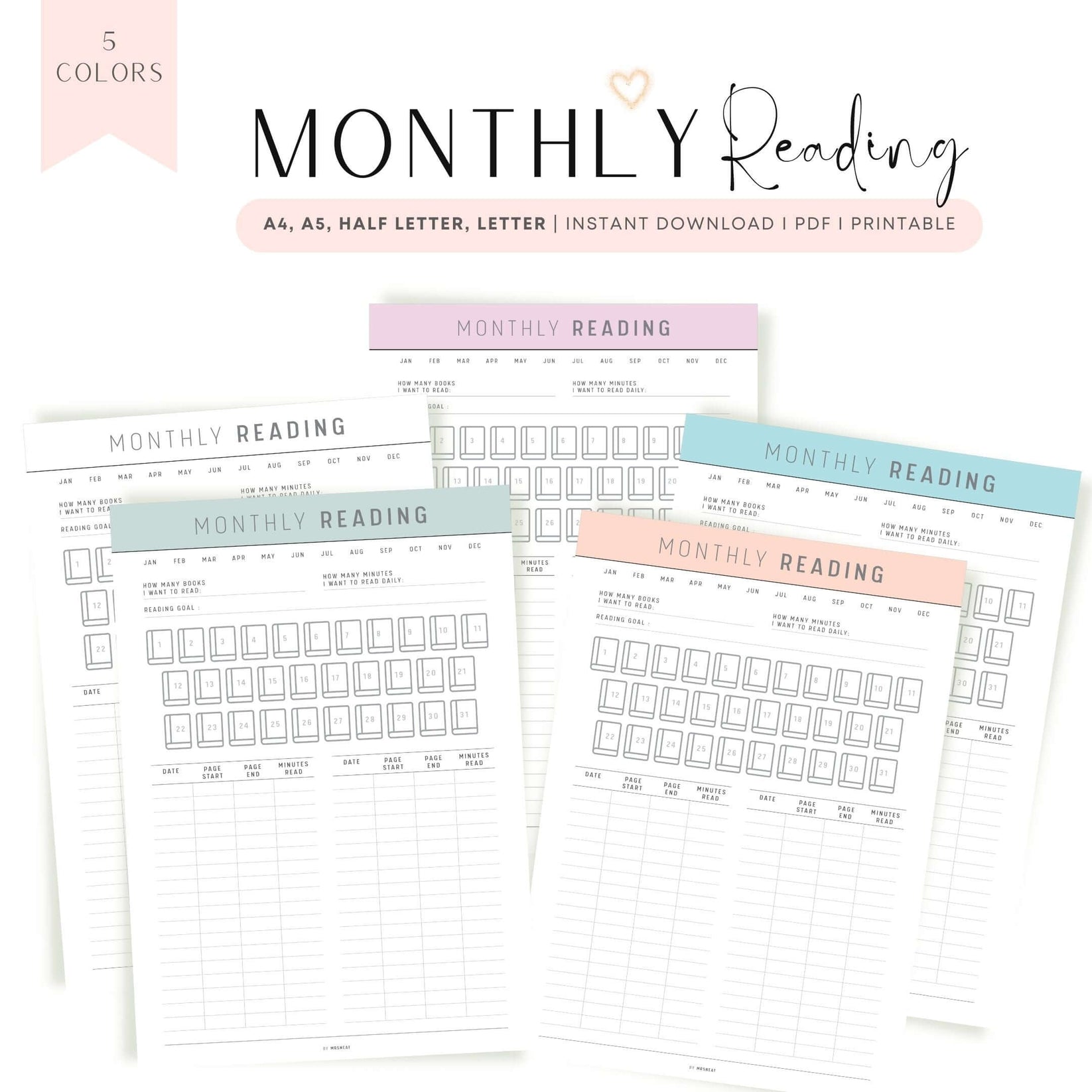Monthly Reading Tracker Template Printable – mrsneat