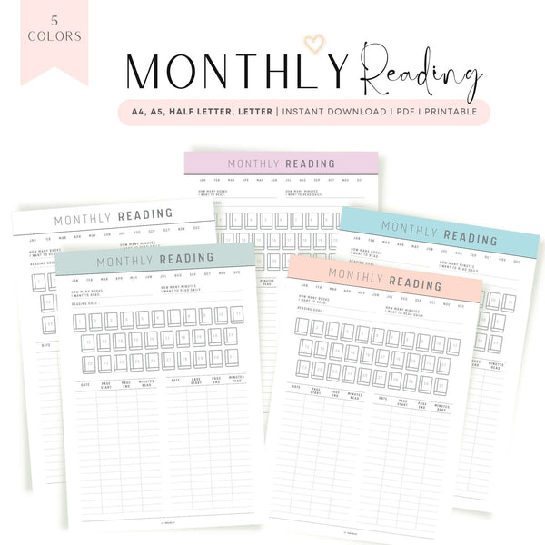 Monthly Reading Tracker Template Printable – mrsneat