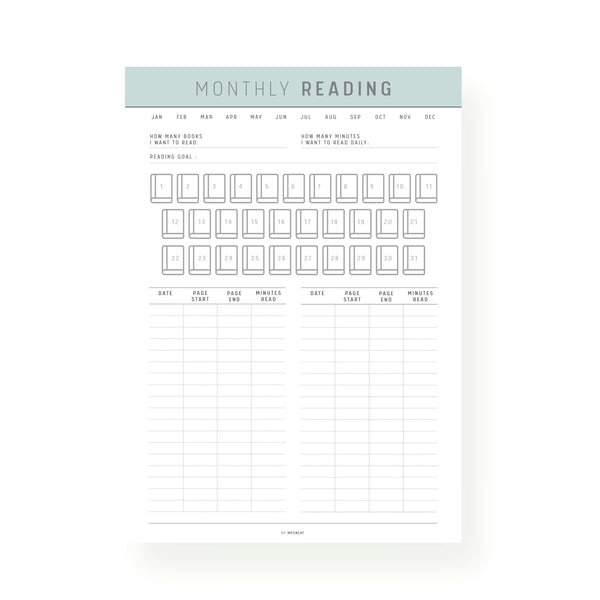 Monthly Reading Tracker Template Printable - M224 – mrsneat