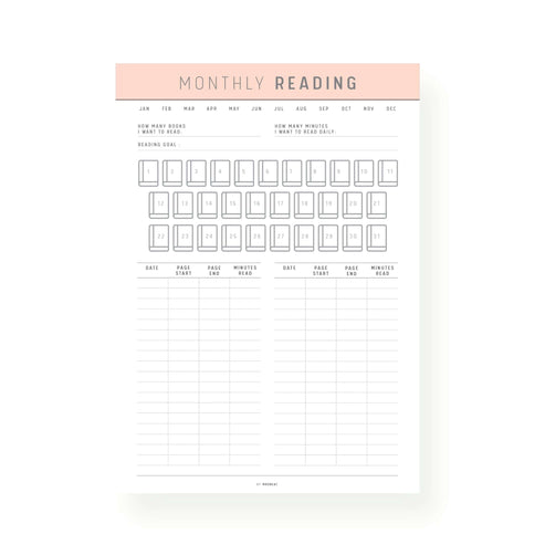 Monthly Reading Tracker Template Printable - M224 – mrsneat