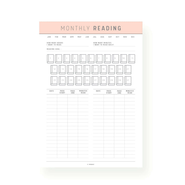 Monthly Reading Tracker Template PRINTABLE - M224 – mrsneat