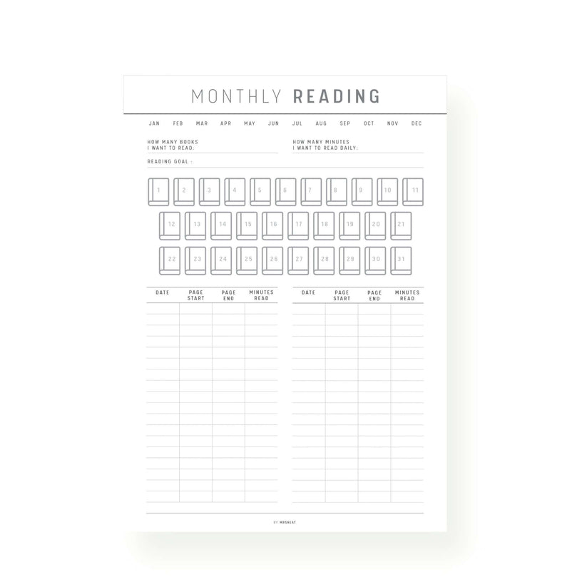 Monthly Reading Tracker Template Printable – mrsneat