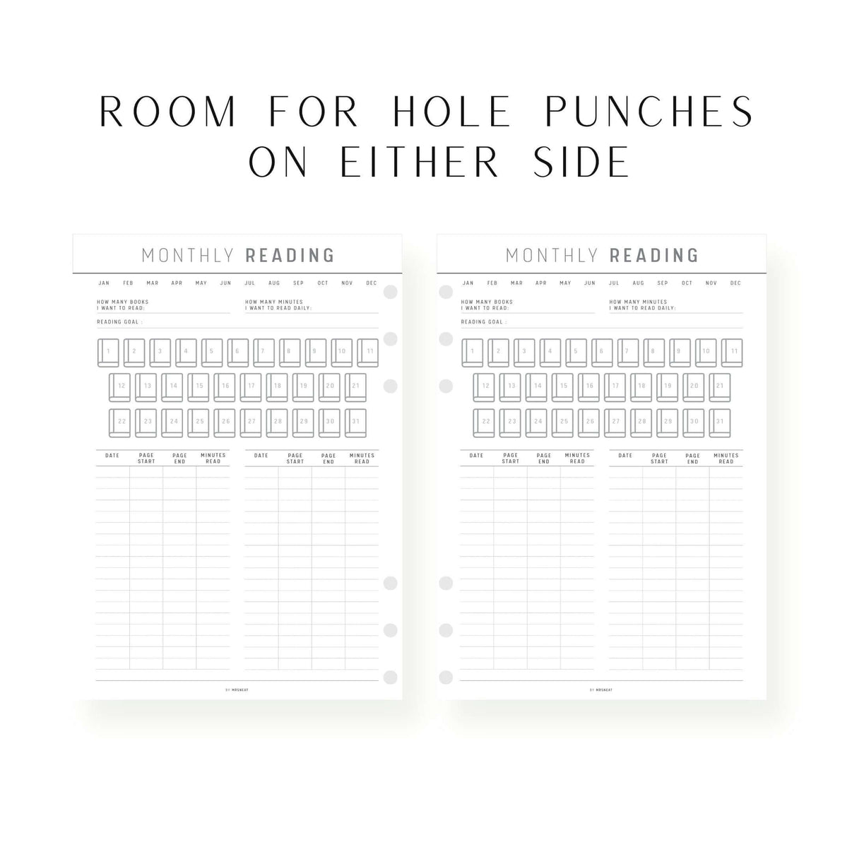 Monthly Reading Tracker Template Printable – mrsneat