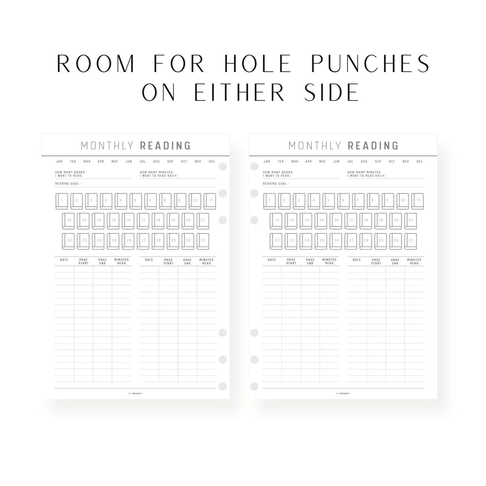 Monthly Reading Tracker Template Printable – mrsneat