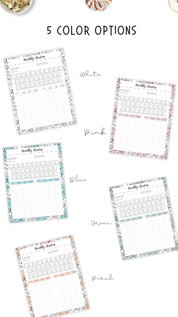 Monthly Reading Tracker Template Printable – mrsneat