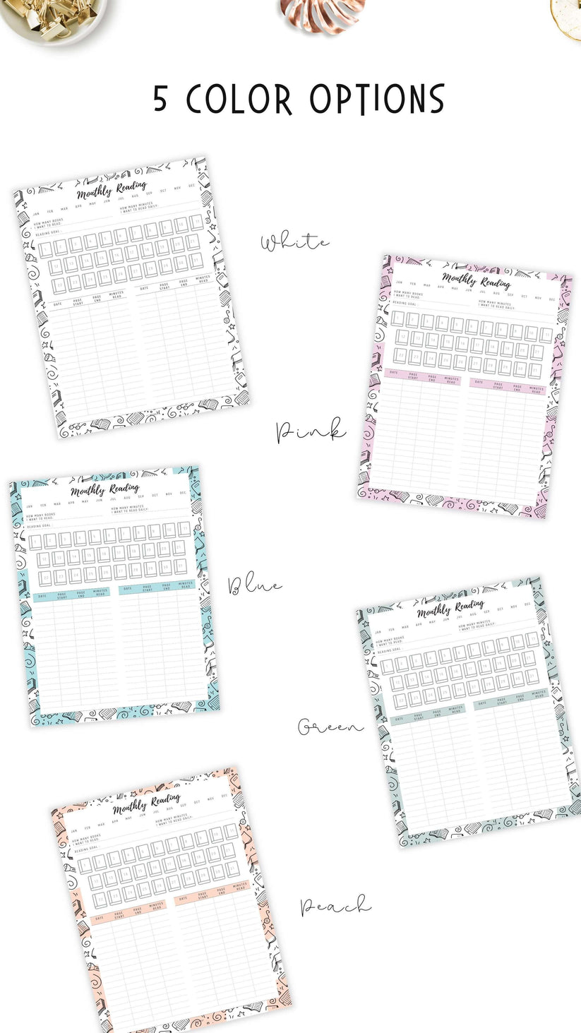 Monthly Reading Tracker Template Printable – mrsneat