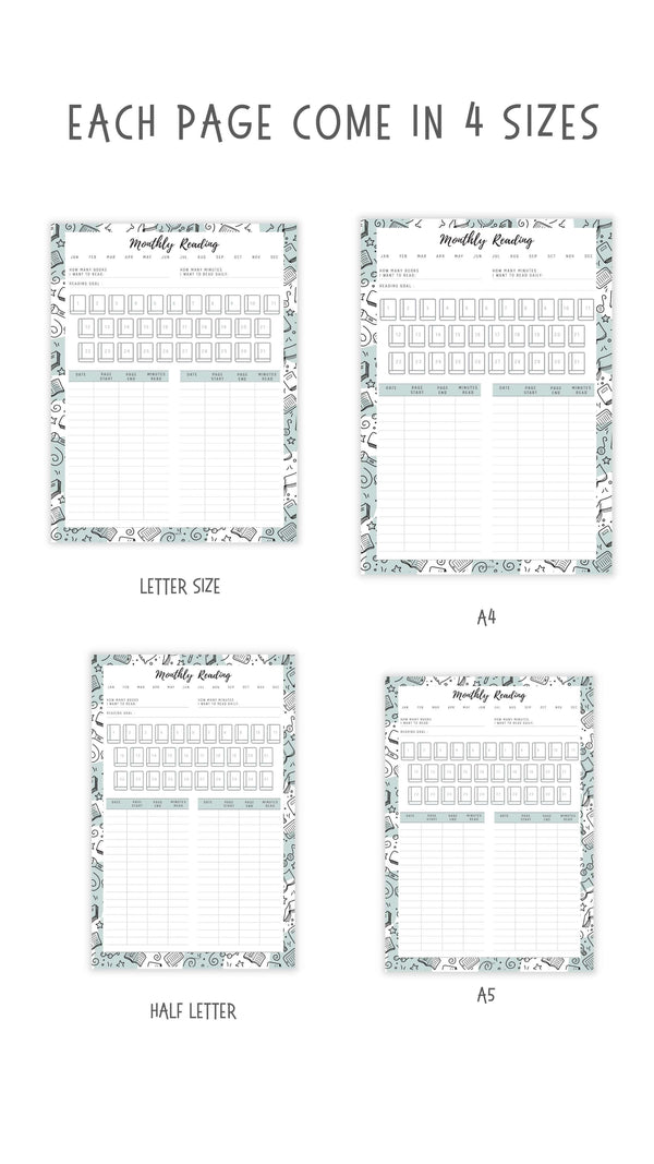 Monthly Reading Tracker Template Printable - M426 – mrsneat