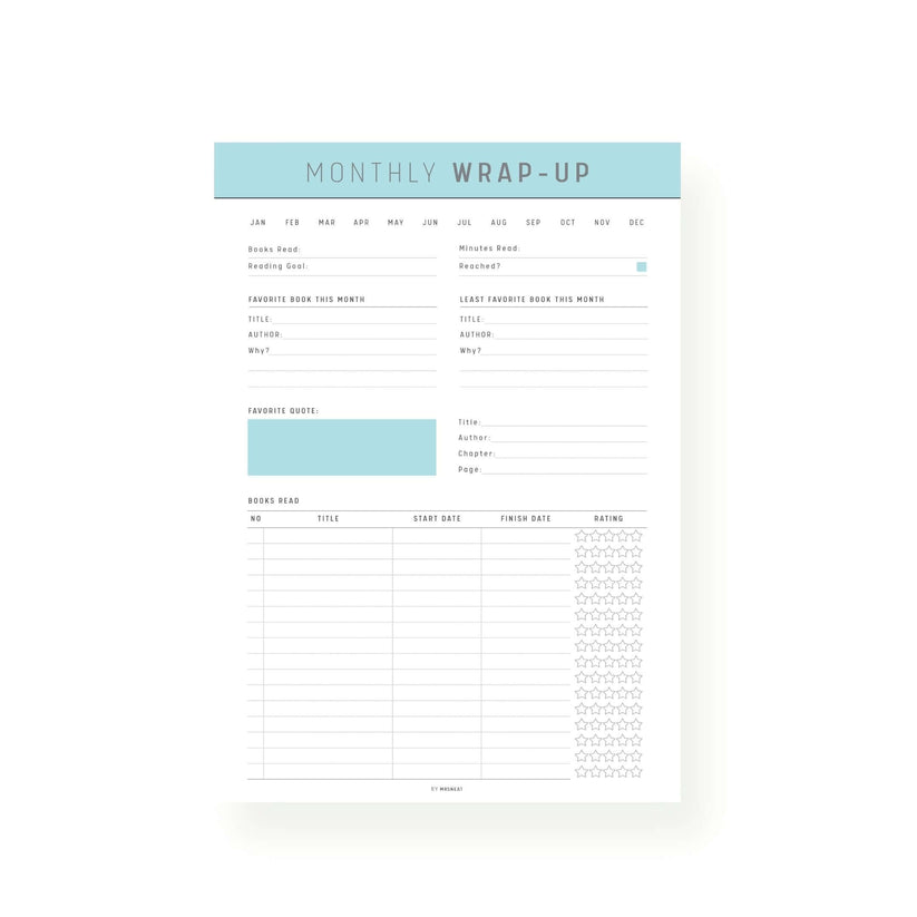 Monthly Reading Wrap Up Template - M222 – mrsneat