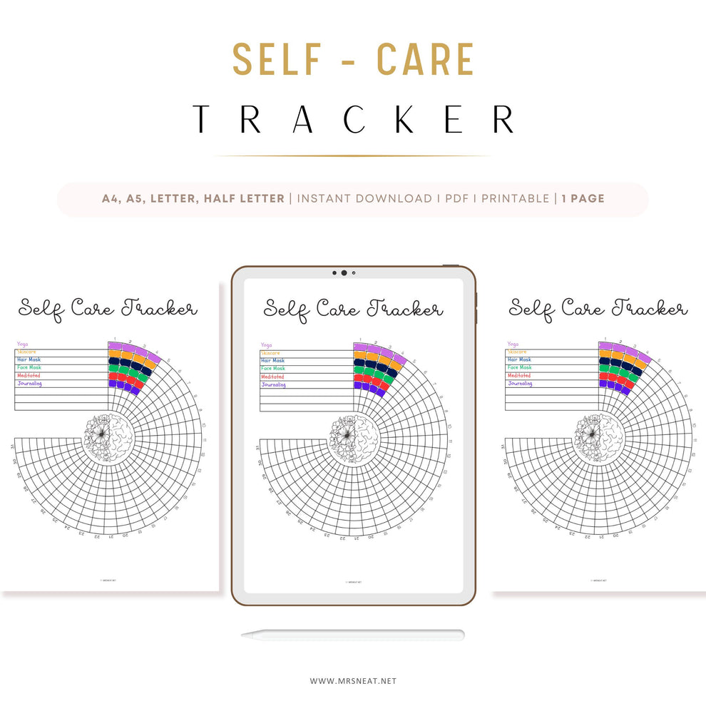 Self Care Tracker Wheel Printable - M547 – mrsneat