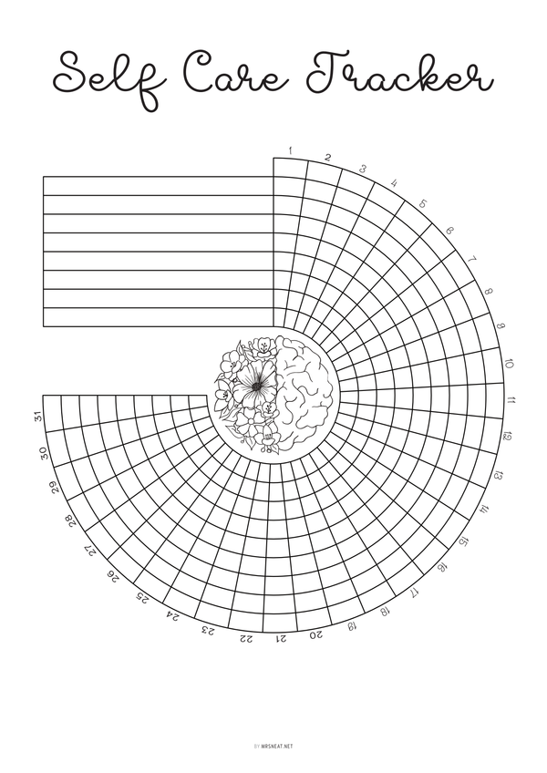 Self Care Tracker Wheel Printable - M547 – mrsneat