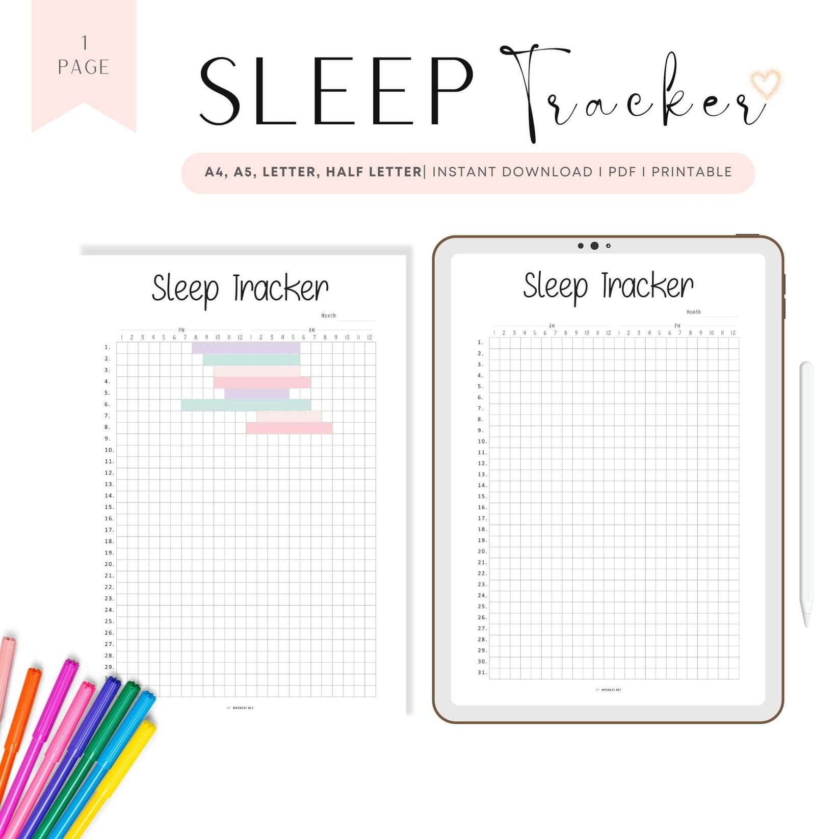 Printable Sleep Tracker – mrsneat