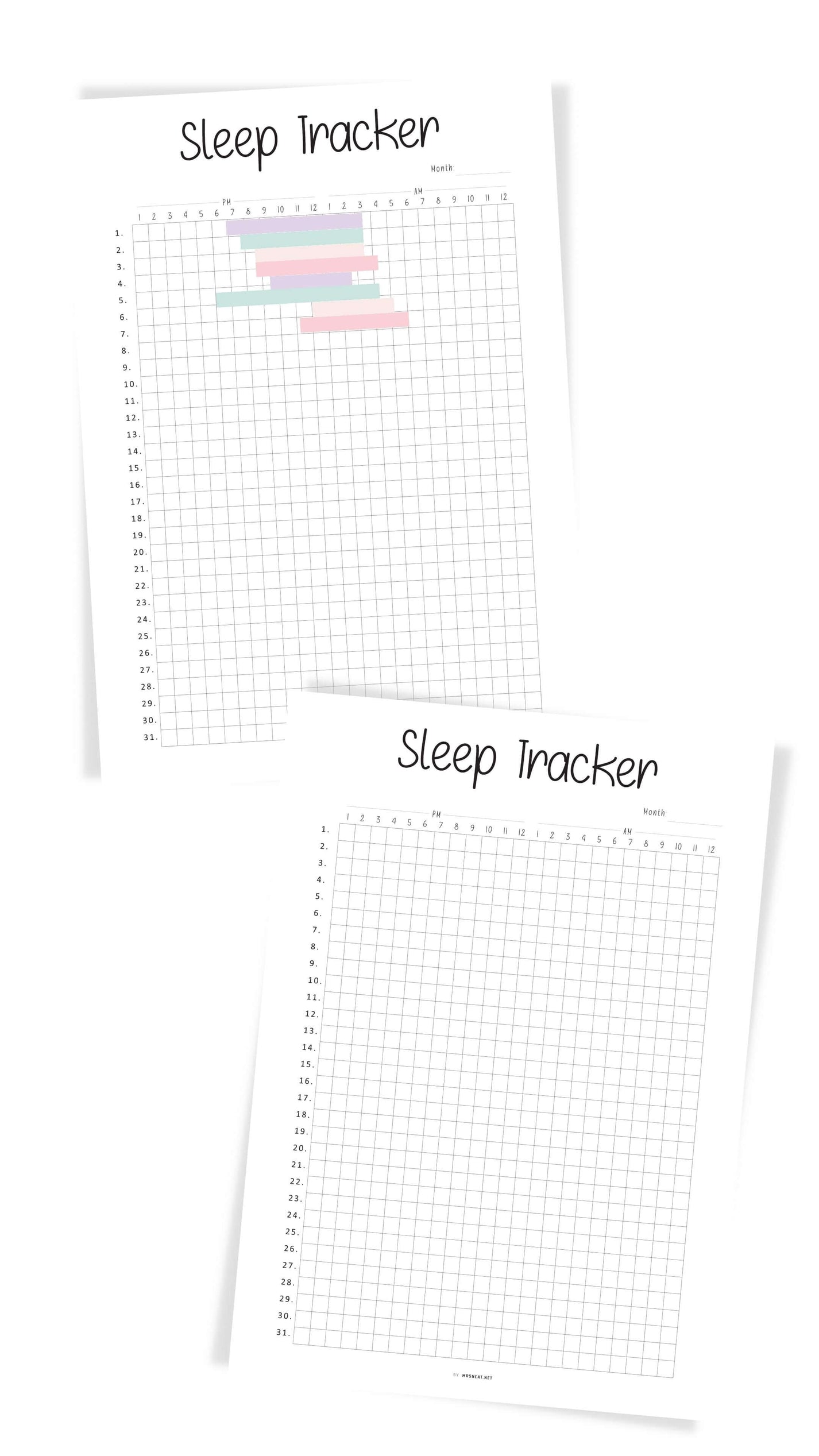 Printable Sleep Tracker - M355 – mrsneat