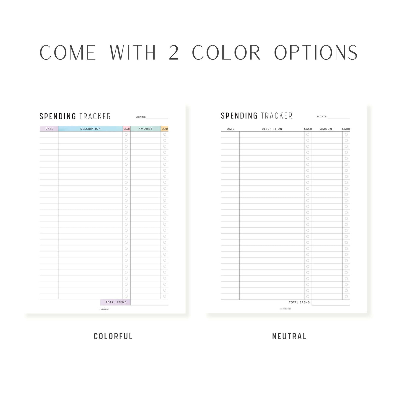 Monthly Spending Tracker Printable - M438 – mrsneat