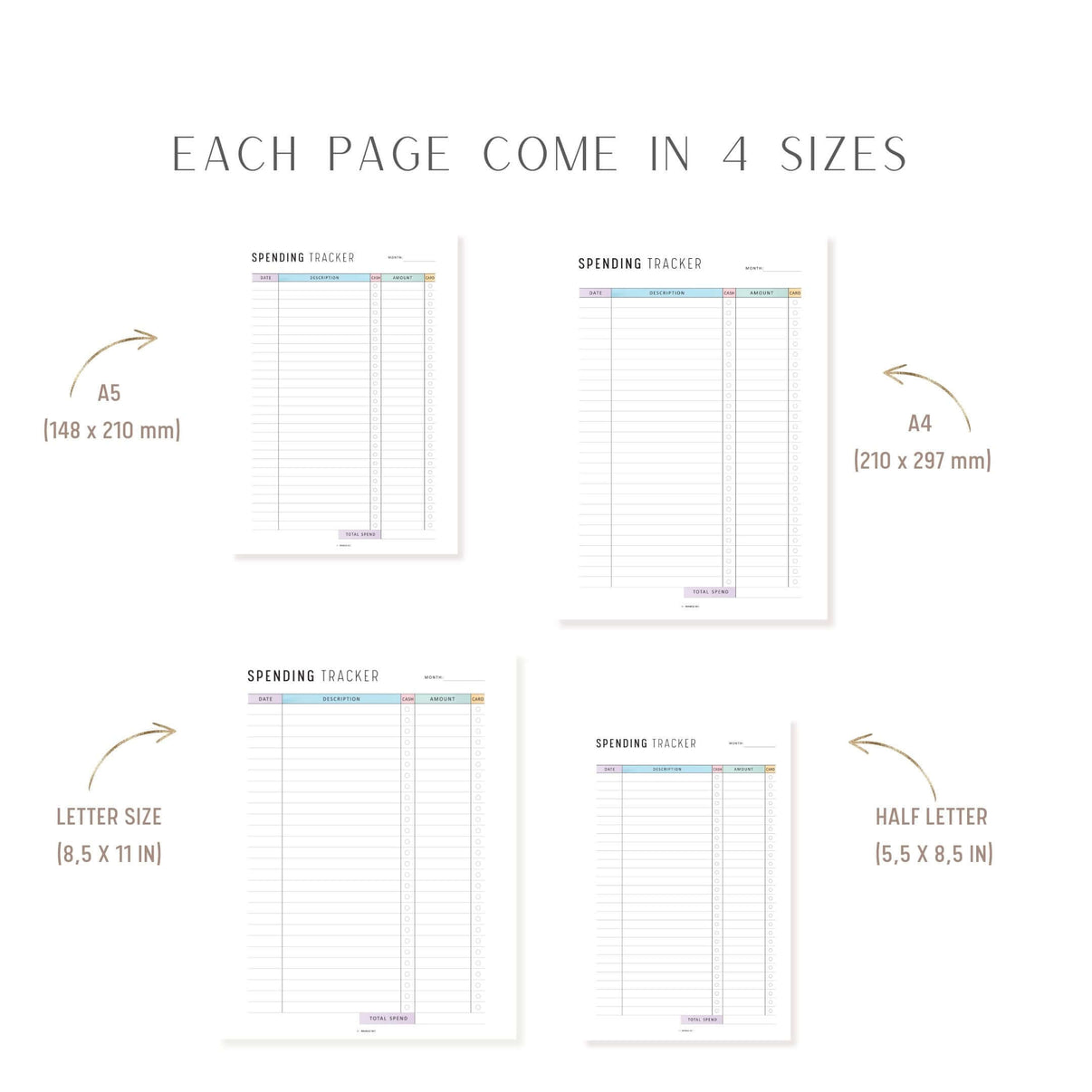 FILLABLE Monthly Spending Tracker PRINTABLE - M438 – mrsneat