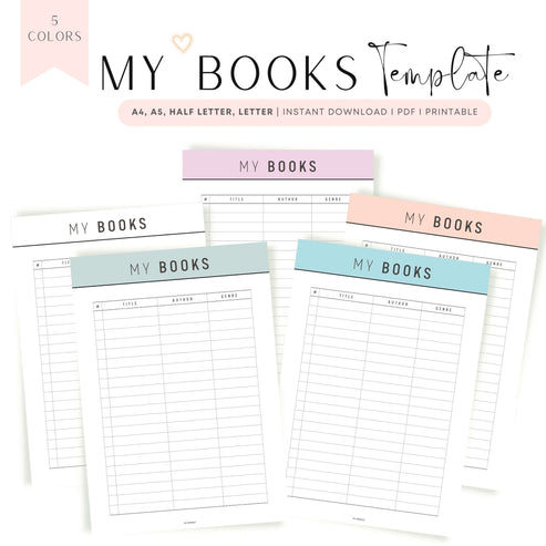 My Books List Template Printable - M220 – mrsneat