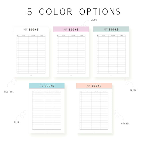 My Books List Template Printable - M220 – mrsneat