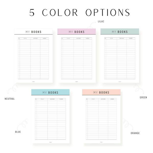 My Books List Template Printable - M220 – mrsneat