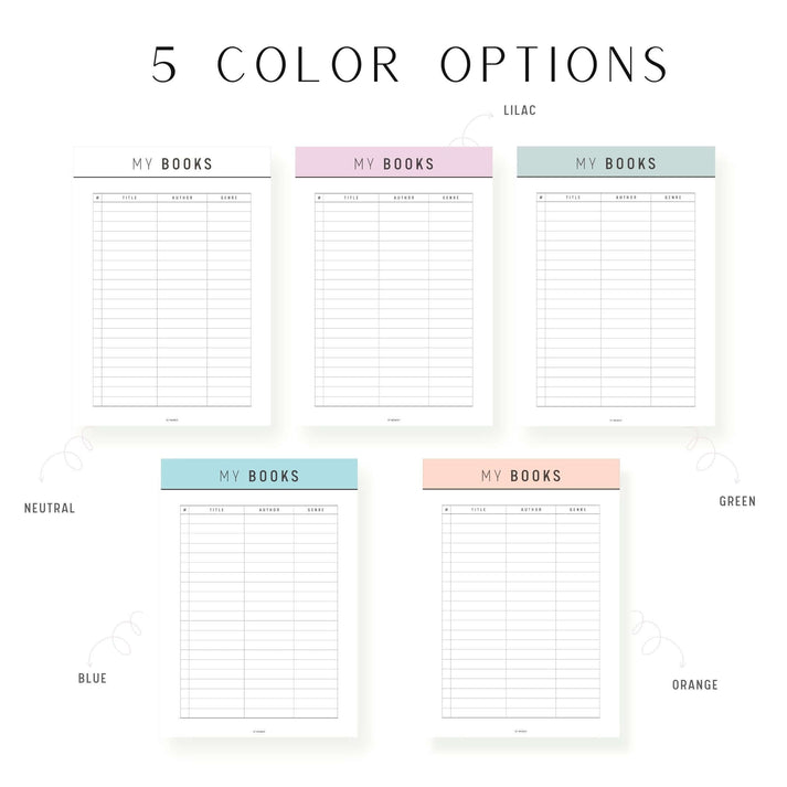 My Books List Template Printable - M220 – mrsneat