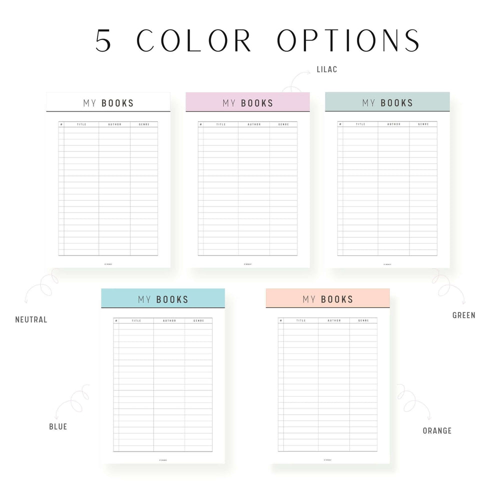 My Books List Template Printable - M220 – mrsneat