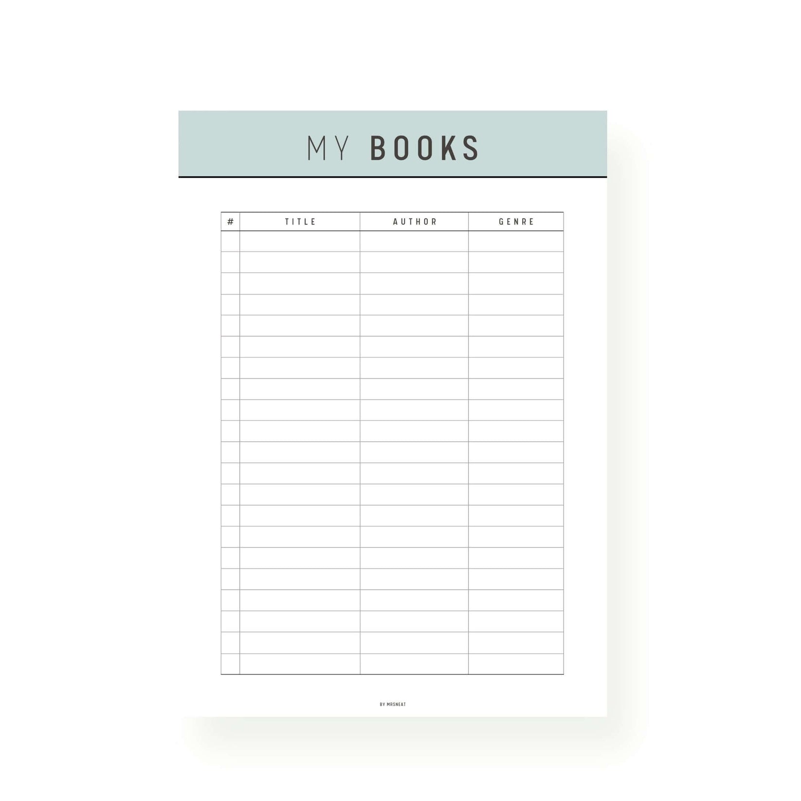 My Books List Template Printable – mrsneat