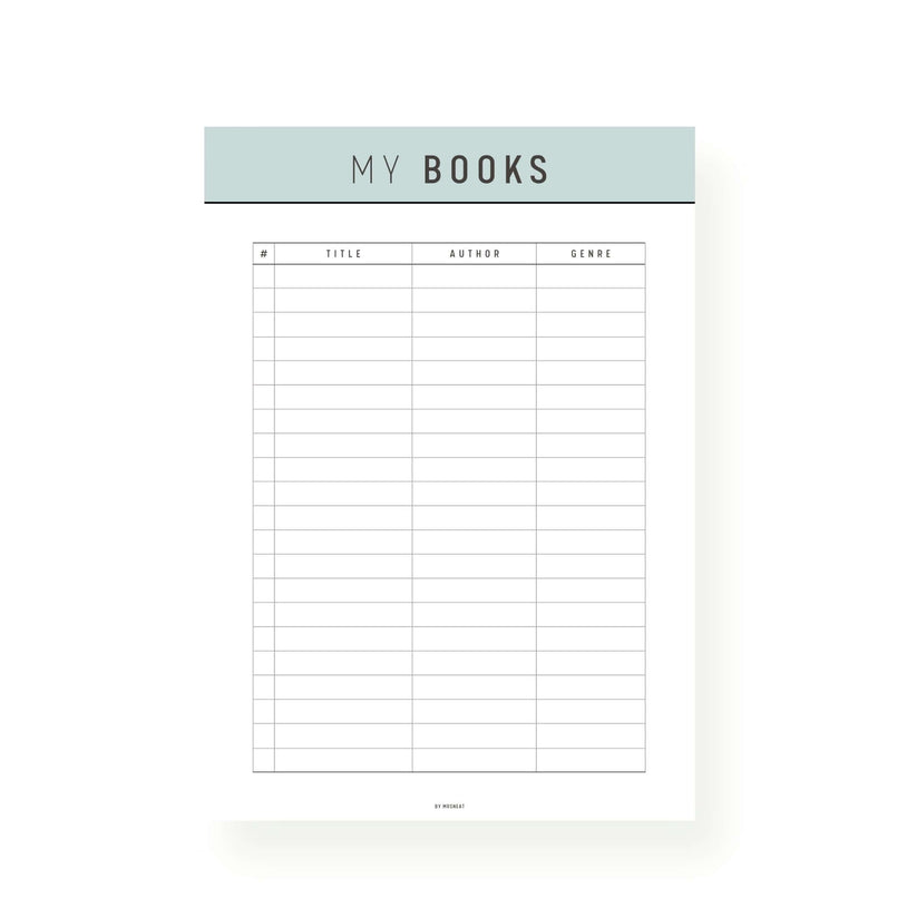 My Books List Template Printable - M220 – mrsneat
