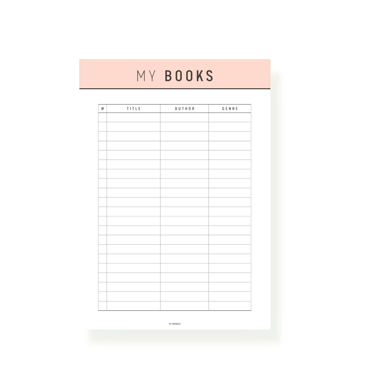My Books List Template Printable – mrsneat