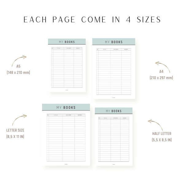 My Books List Template Printable - M220 – mrsneat