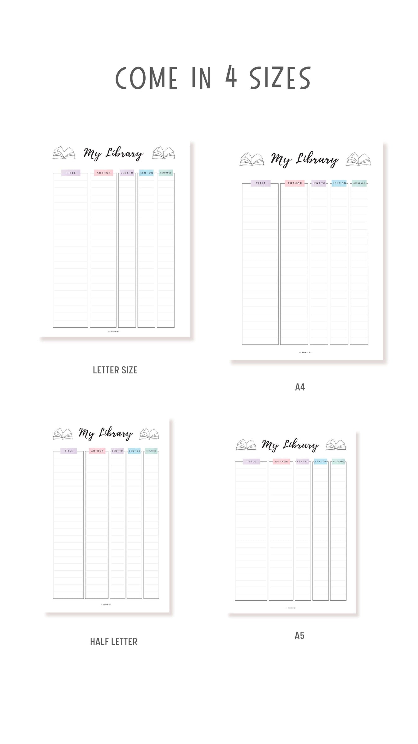 My Library Book Tracker Template Printable – mrsneat
