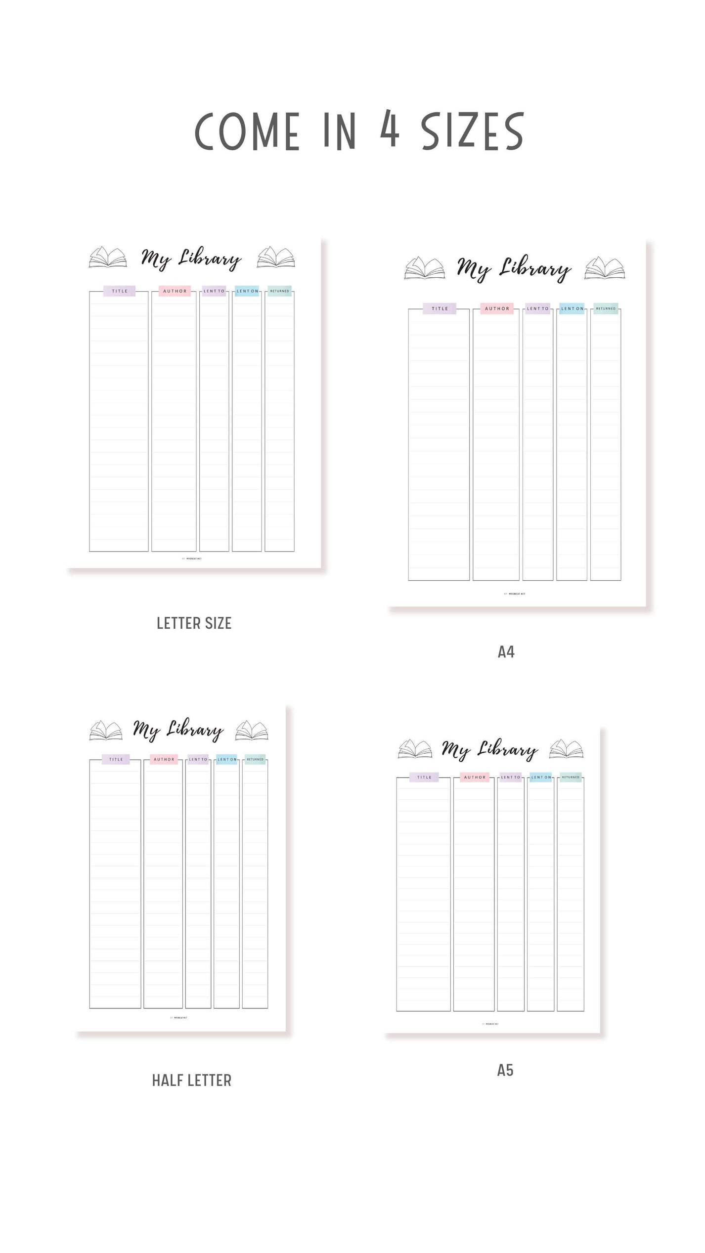 My Library Book Tracker Template Printable – mrsneat