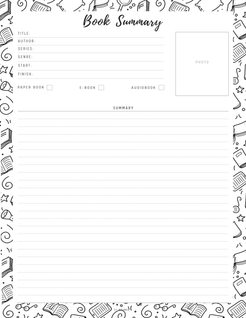 Book Summary Template Printable – mrsneat