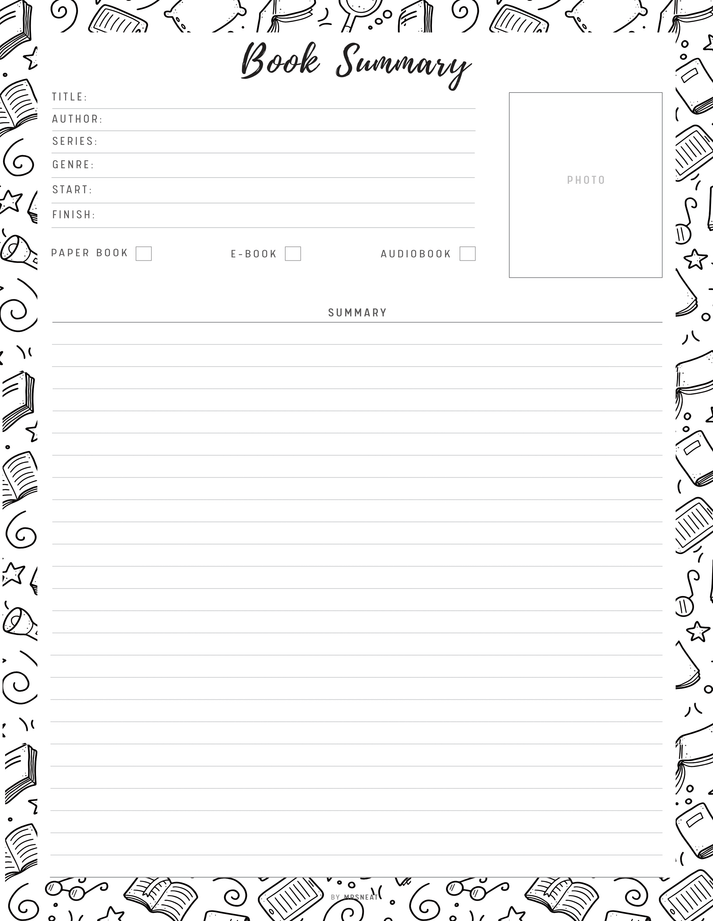 Book Summary Template Printable – mrsneat