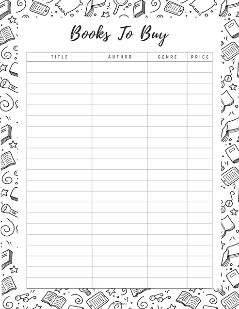 Books To Buy Template Printable - M427 – mrsneat