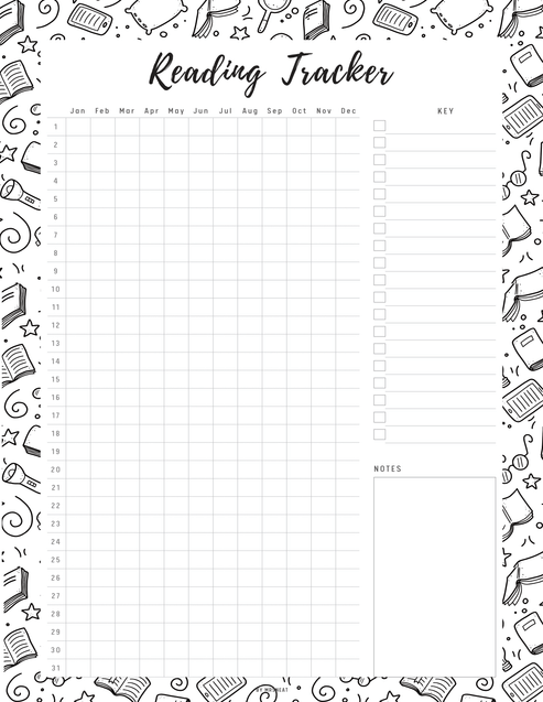 Reading Tracker Template Printable M429 – mrsneat