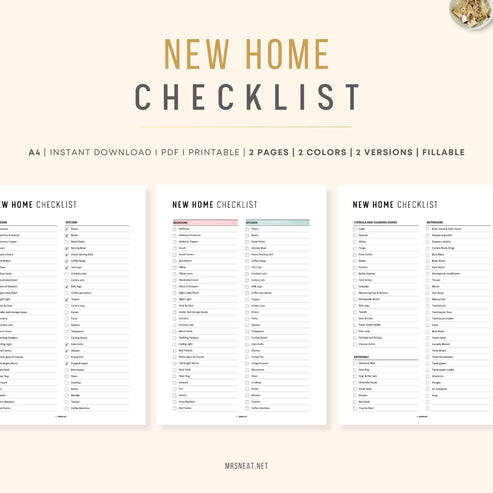 New House Checklist Template - M475 – mrsneat