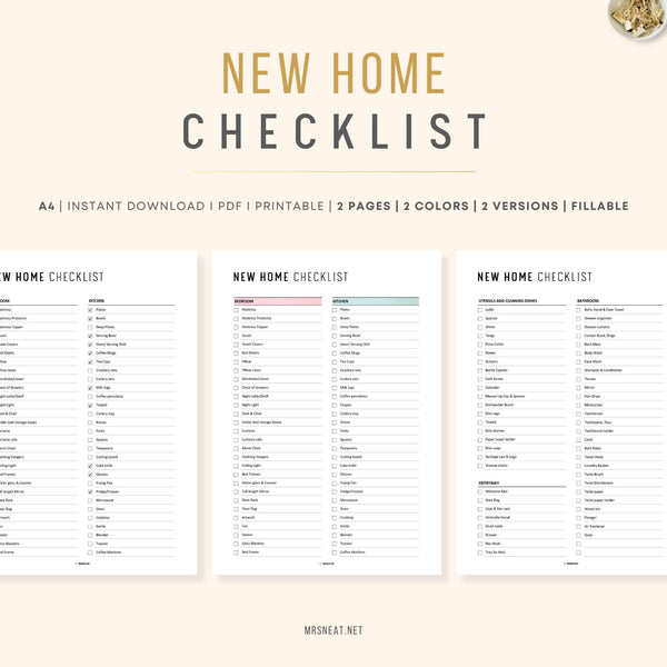 New House Checklist Template - M475 – mrsneat